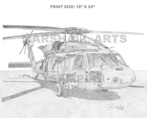 UH-60M Blackhawk Print Drawing Helicopter | eBay