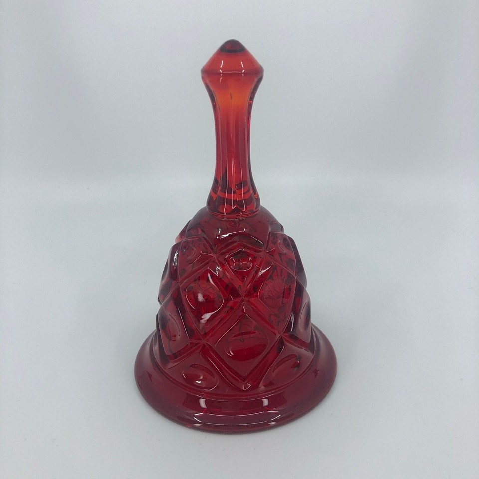 Viking Glass Ruby Red Bell Thumbprint Yesteryear Bullseye Diamond ...