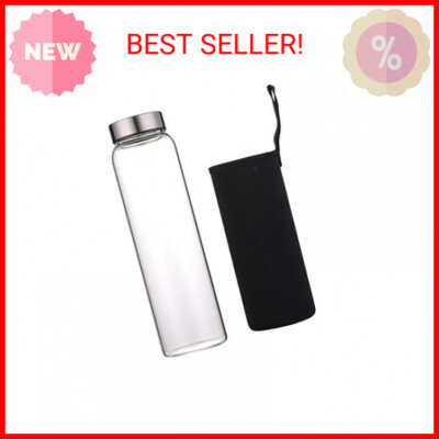 sunkey Glass Water Bottle 32 oz High Borosilicate with Neoprene Sleeve ...