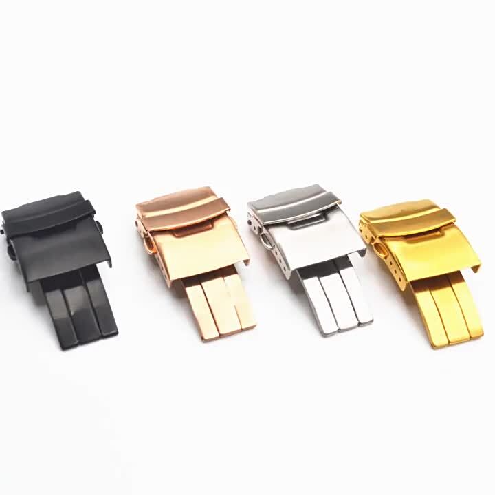 Stainless Steel Watch Strap Buckle 16 18 20 22 24 26mm Dual Folding ...