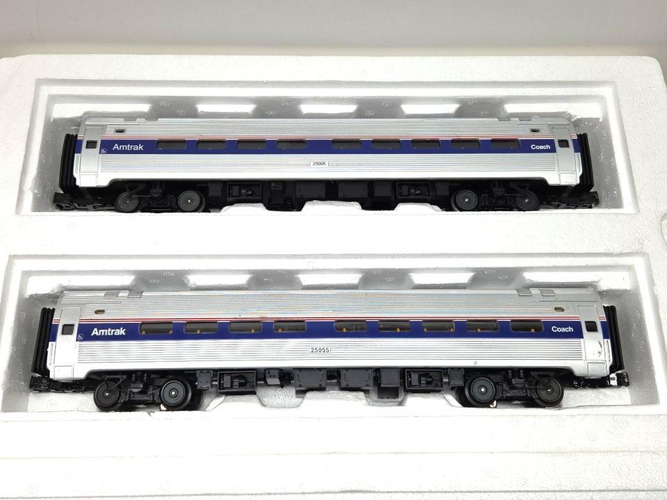 MTH Amtrak Amfleet 4-Car Coach Cafe Passenger Set O Gauge Model Train 1 ...