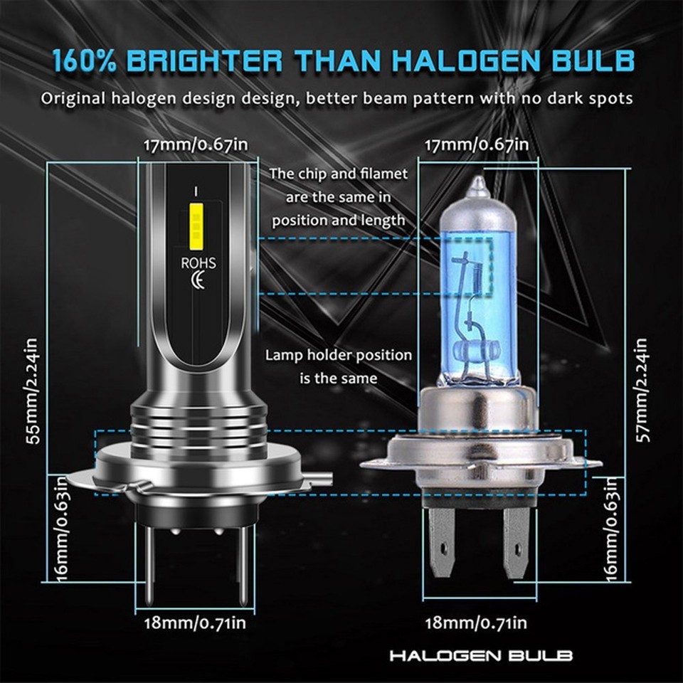 LED Headlight Car 50.000 Hours 1860 Chips 2pcs/Set 6SMD Bulb Hi/Low ...