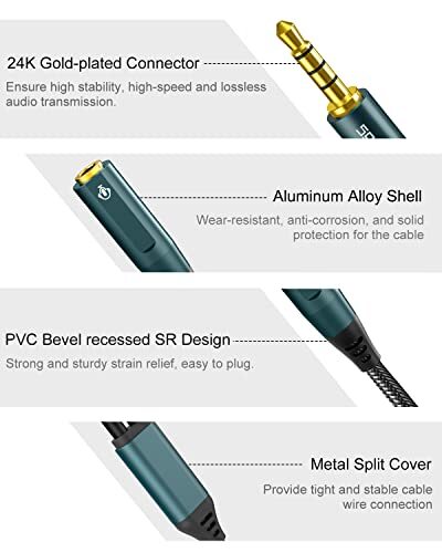 Headphone Splitter () 3.5mm TRRS Male to Two TRRS Female Adapter 4 Feet ...