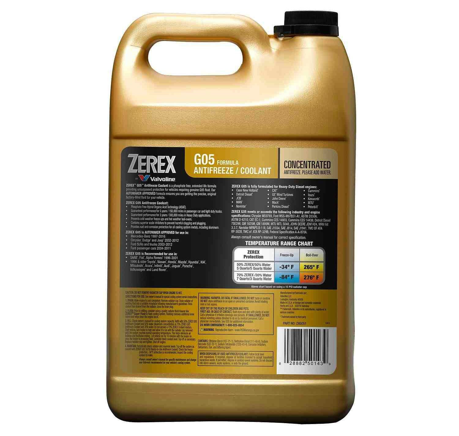 2 Gallon ZEREX G05 YELLOW Coolant Antifreeze Fluid For MERCEDES VERiFy ...