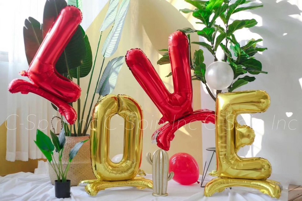 32" LOVE Letter Balloon Foil Balloons Stand Alone Valentine Day ...