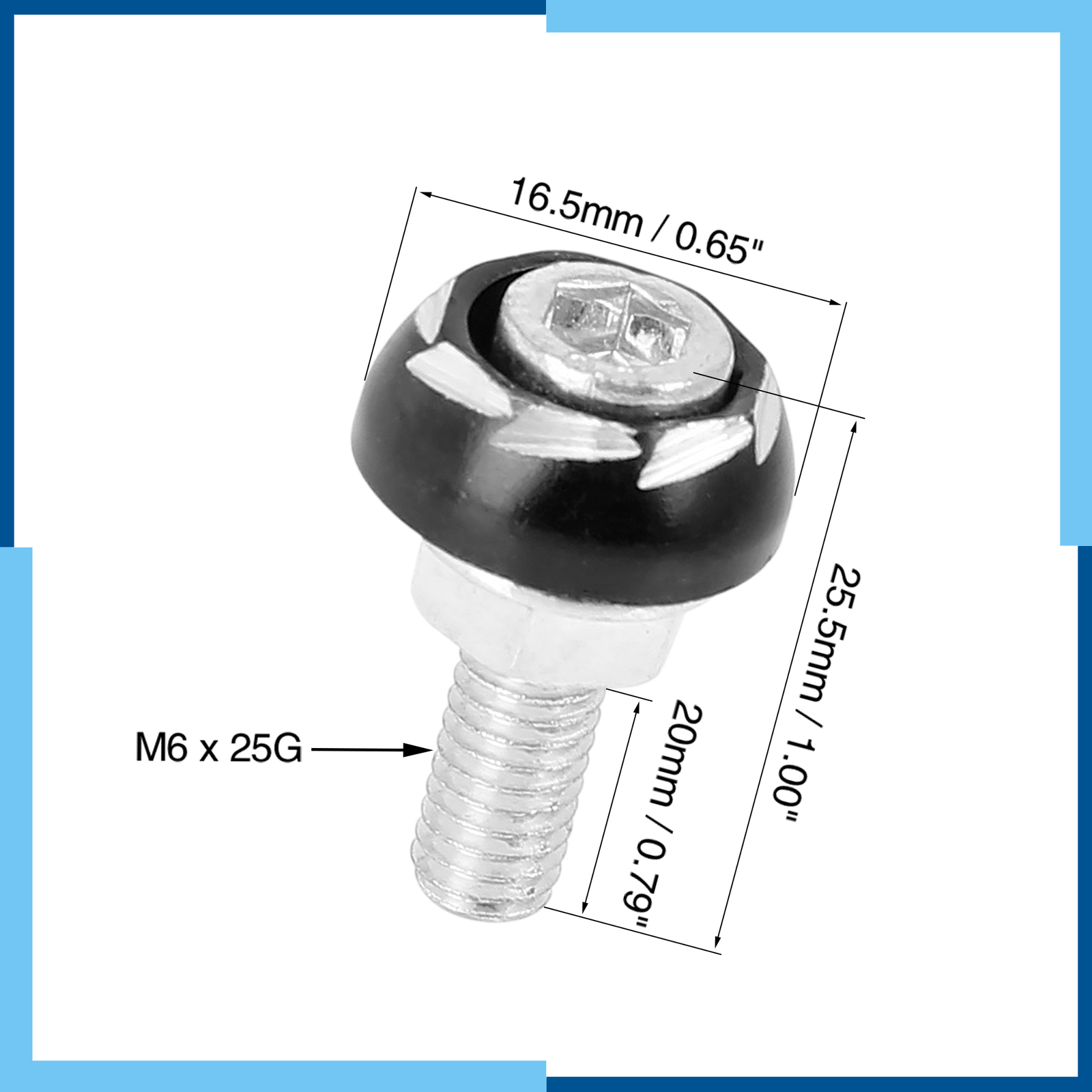 Universal Pack(10) 6mm Metal Motorcycle License Plate Frame Bolt Screw ...