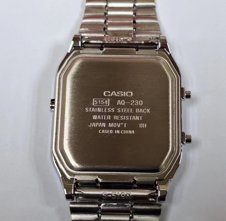 CASIO AQ-230A-2A1 Retro Vintage Blue Dual time Stainless Steel Band ...