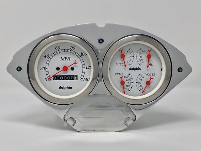 1955 1956 Chevy Car Quad 2 Gauge Set Dash Panel Cluster Insert White | eBay