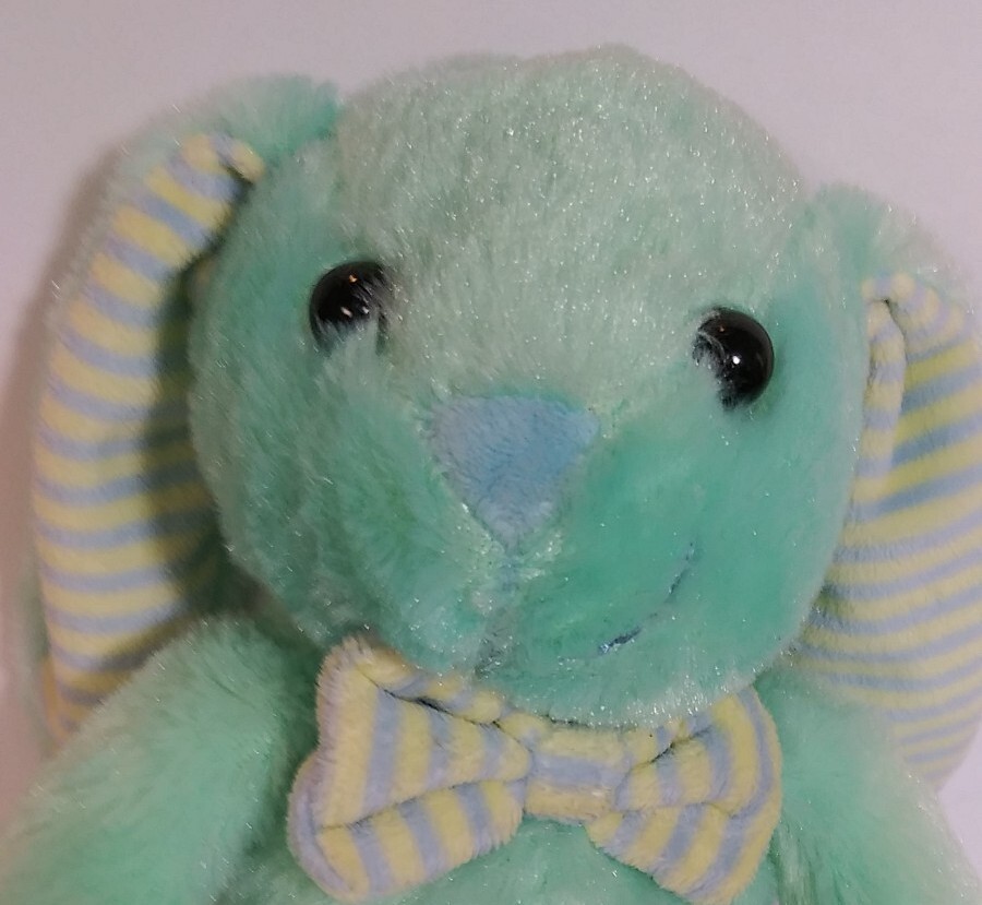 Kellytoy Blue Bunny Rabbit Plush Toy Stuffed Animal Striped Bow Tie ...
