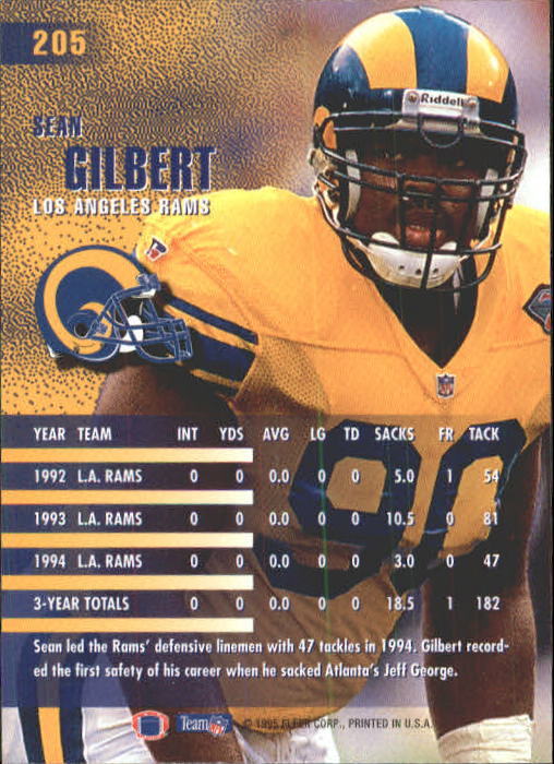 1995 Fleer Football Card #205 Sean Gilbert | eBay