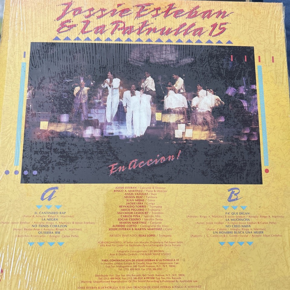 JOSSIE ESTEBAN y La Patrulla 15 En Accion LP 1990 TTH 1947 Latin ...