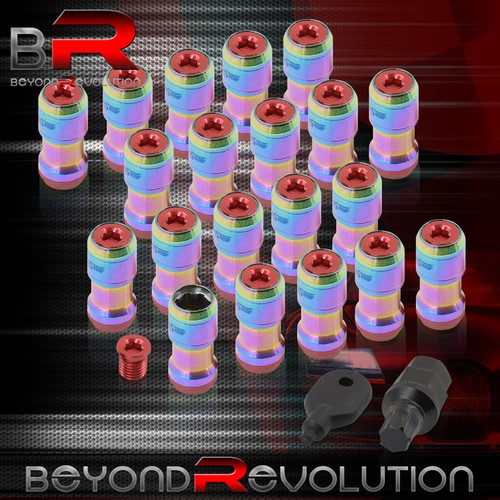 Godsnow JDM VIP Lug Nut Set M12 X 1.25mm Neo Chrome Body Red Trim 20 ...