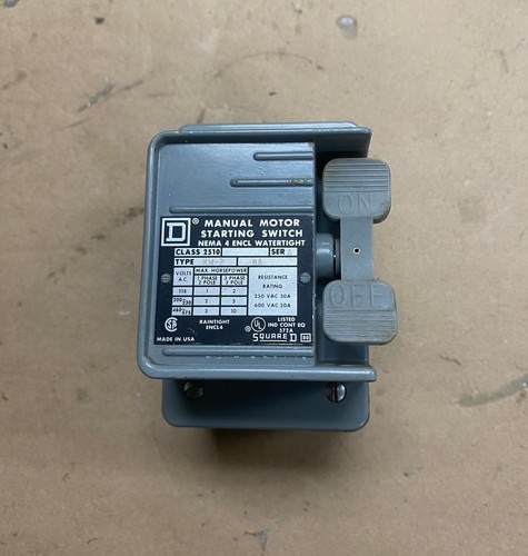 SQUARE D CLASS 2510 SER A KW-2 MANUAL MOTOR STARTING SWITCH WATERTIGHT ...