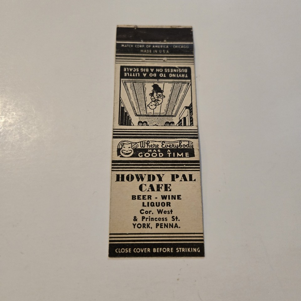 Howdy Pal Cafe York Pennsylvania Matchbook Cover (2) | eBay