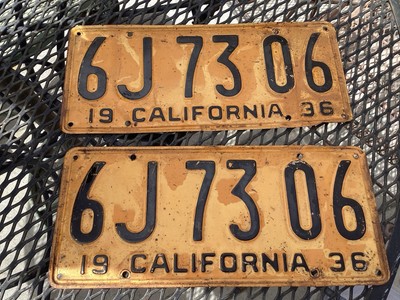 1936 California License Plates 6J7306 Pair DMV CLEARED Vintage | eBay