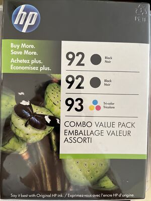 3 HP 92/93 INK FOR HP 92 BLACK HP 93 TRI-COLOR COMBO | eBay