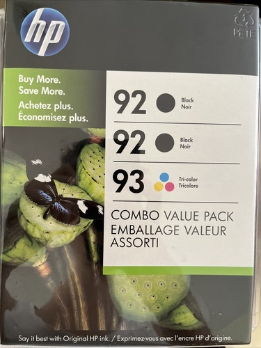 3 HP 92/93 INK FOR HP 92 BLACK HP 93 TRI-COLOR COMBO | eBay