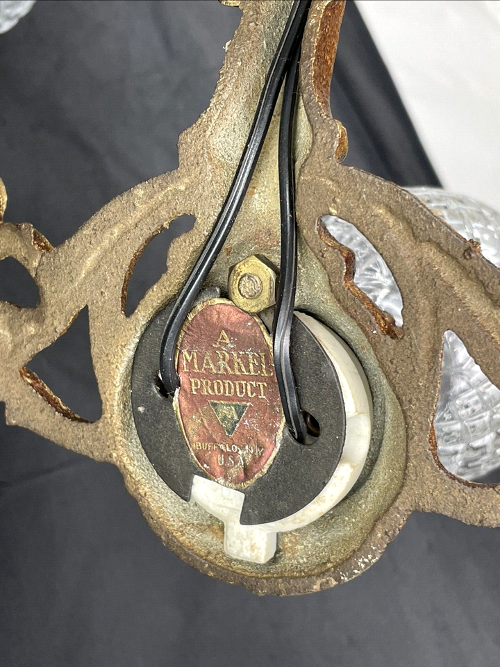 REWIRED Markel Antique Vtg Arts Crafts Deco Mission Polychrome ...