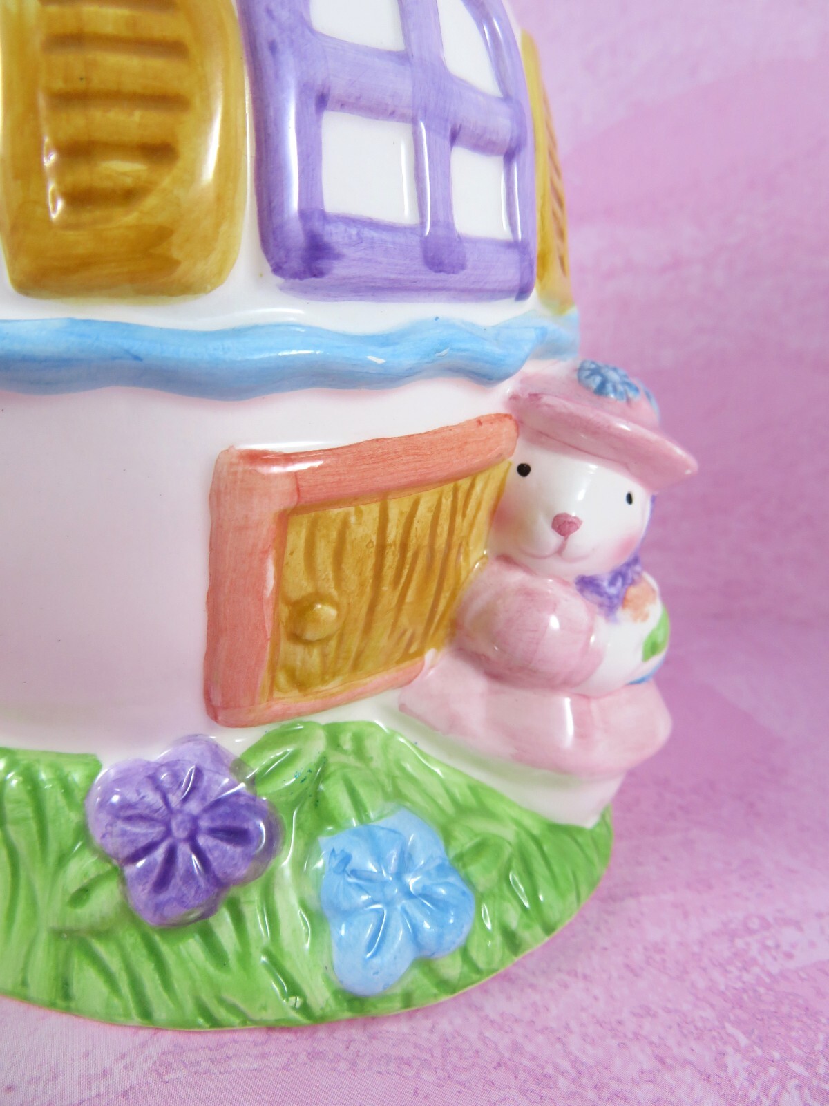 Ceramic Cottage Egg Bunny Box Girl Rabbit 16388 Spring Décor Original ...