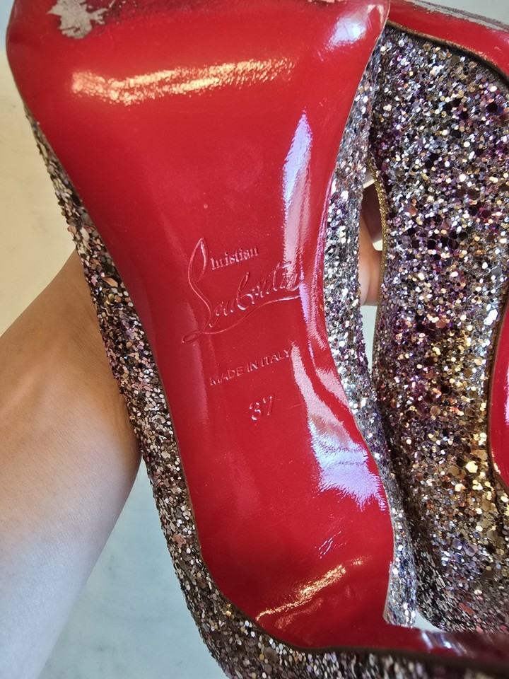 Christian Louboutin Glitter So Kate Pumps Rosette Gold Size 37 | eBay