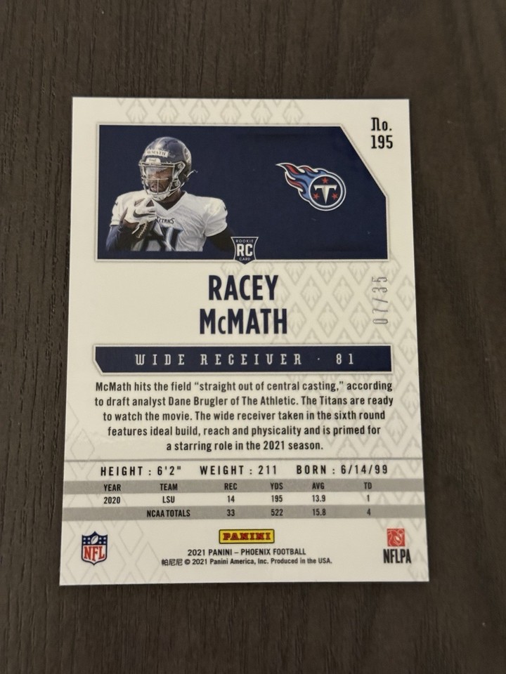 2021 Panini Phoenix Blue Parallel SSP /35 #195 RACY MCMATH Rookie Card ...