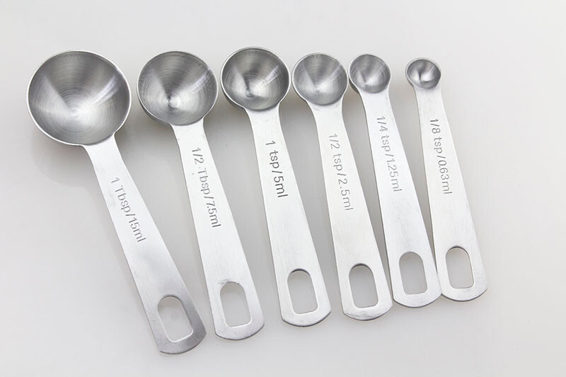 6Pcs SS304 Household Measuring Spoons Teaspoon Tablespoon Condiment ...