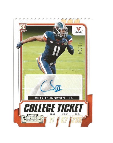 2021 Panini Contenders Charles Snowden Ticket Auto RC 06/11 Oakland ...