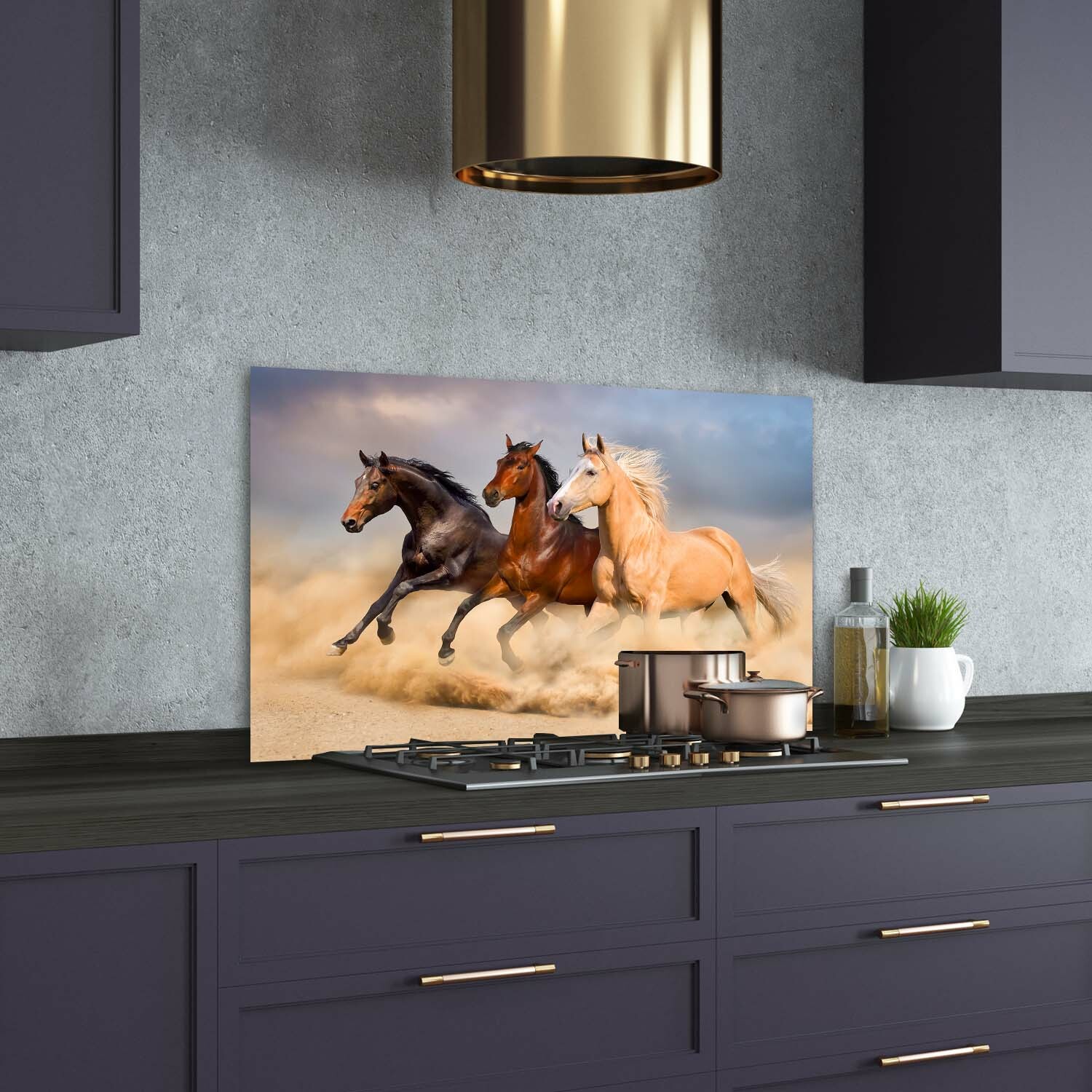 Tulup Kitchen Glass Splashback 100x70 Horses in a gallop | eBay UK