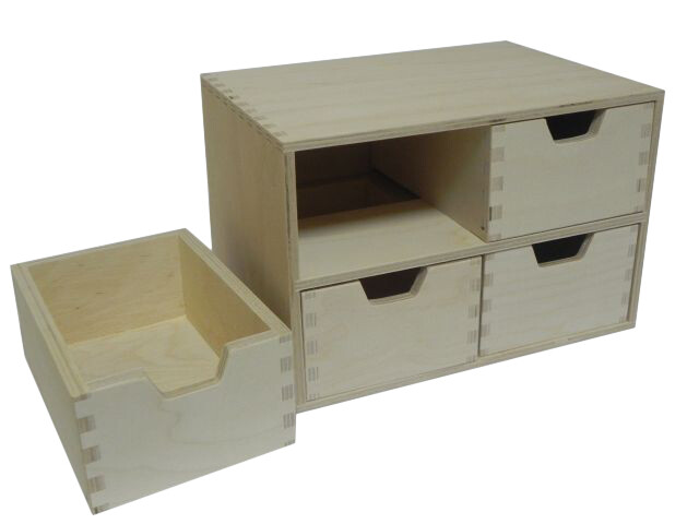 Wooden Drawer - Box Desktop Office Desk Storage Decoupage Unpainted 11 ...