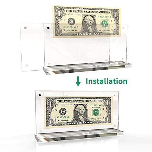 2 Pack Acrylic Bill Display Currency Frame for Collectors Paper Money ...