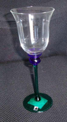 Atelier Morava Czech Republic Hand Blown Tulip Wine Glass Goblet Blue ...