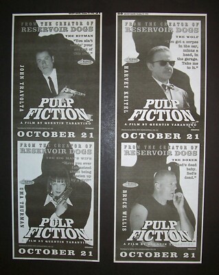 Pulp Fiction, Uma Thurman John Travolta 1994 Poster Type Movie Ad ...