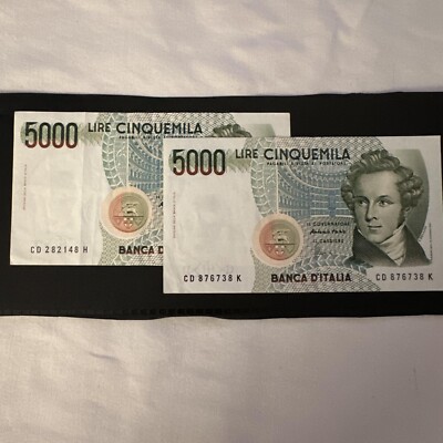 2 COUNT - 5000 LIRE BANKNOTE FROM ITALY 1985 | eBay