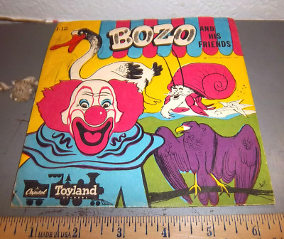 vintage 45 rpm record BOZO and his friends, great colorful artwork on ...