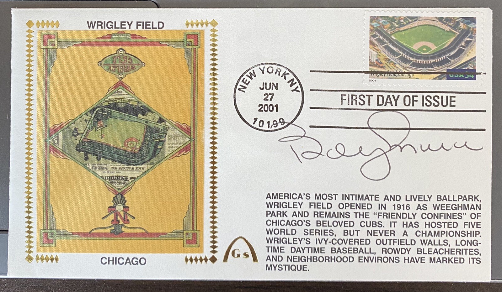 2001 Gateway Stamp FDC Wrigley Field Chicago Bobby Murcer Autograph 100 ...