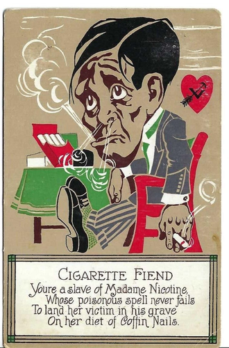 CS-350 Cigarette Fiend Man Addicted Early Anti Smoking Divided Back ...