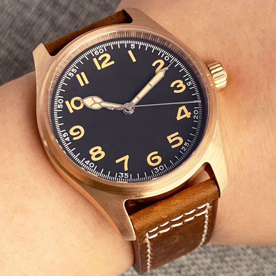 39mm Tandorio Pilot Black Luminous dial 20ATM NH35A Automatic Bronze ...