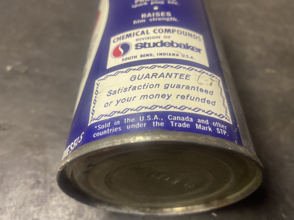 STP OIL TREATMENT 1963 STUDEBAKER CAN,PLASTIC RIVITED PULLTAB,AL TOP ...