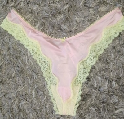 VS Lace Trim Satin High Leg Thong NEW SIZE Medium | eBay