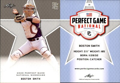 BOSTON SMITH 2020 LEAF PERFECT GAME NATIONAL SHOWCASE ROOKIE CARD #111 ...