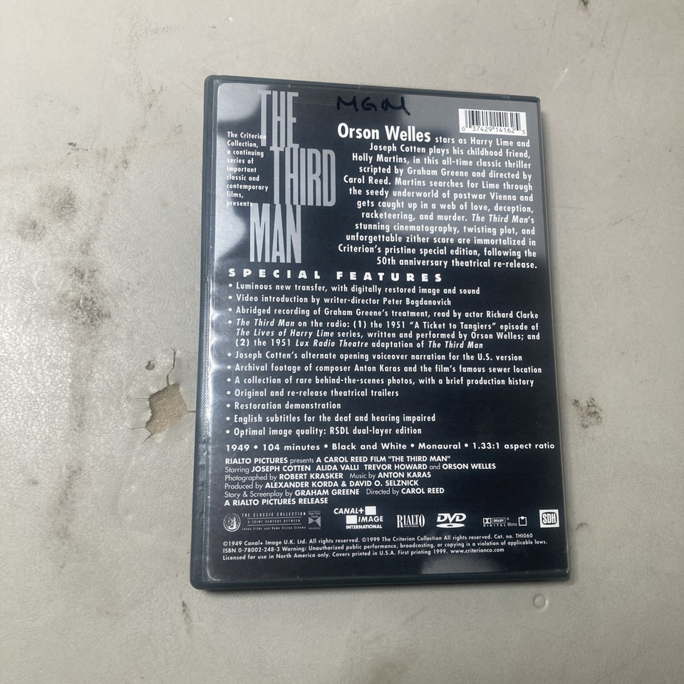 The Third Man - 1949 Film Noir Orson Welles - RARE Criterion Collection ...