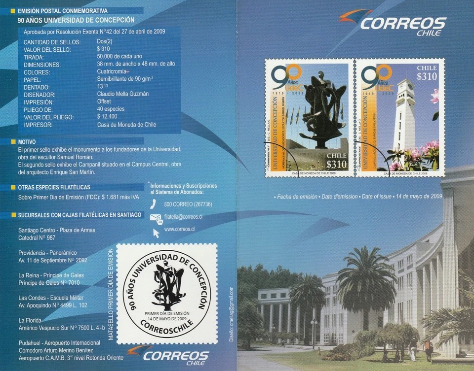 Chile 2009 Brochure 90th Ann University of Concepción - NO STAMPS | eBay