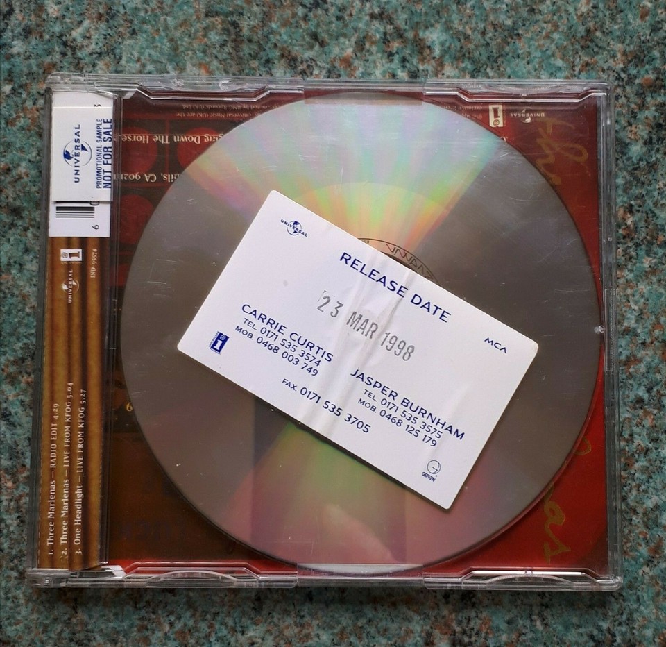 The Wallflowers -Three Marlenas UK CD Single 1998 with Release Date on ...