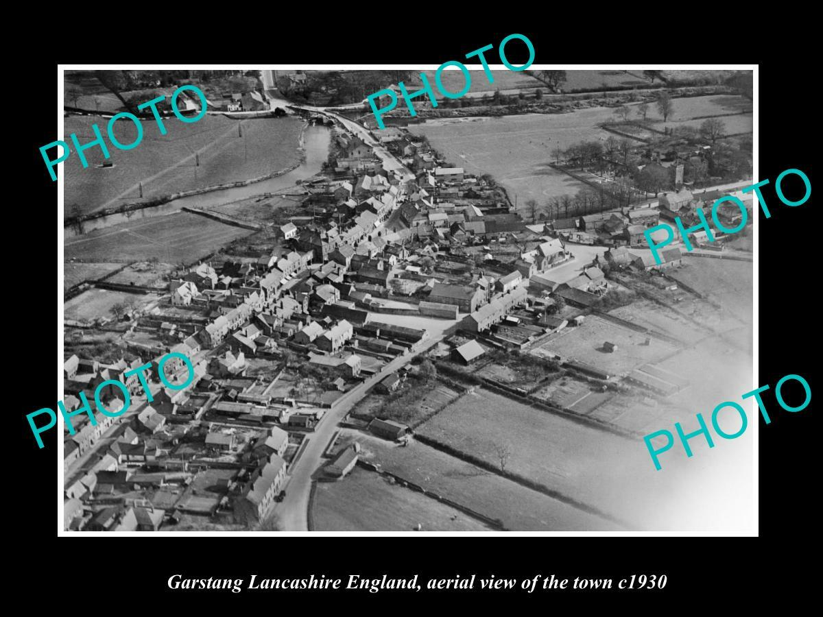 OLD POSTCARD SIZE PHOTO OF GARSTANG LANCASHIRE ENGLAND TOWN AERIAL VIEW ...