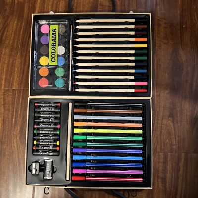 Colorama 51 Piece Coloring Art Kit Markers Pencils Paint With Case | eBay