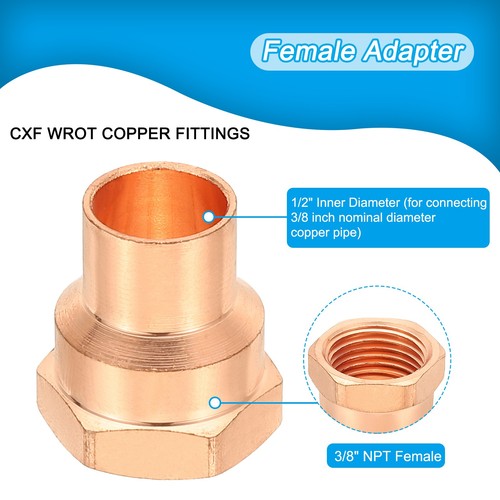 5 Pcs 3/8" Female Adapter Fitting with C x F Connections, Copper Pipe ...