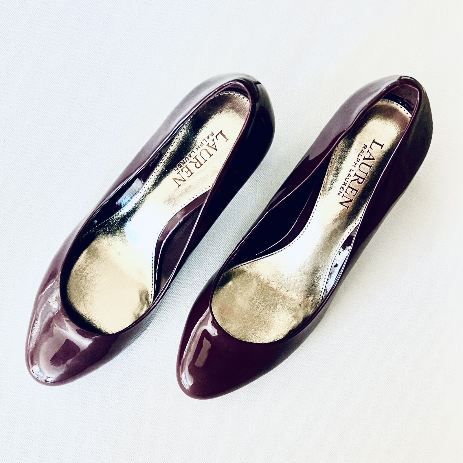 Lauren Ralph Lauren Hala Women Shoe Claret Patent Leather Slip on Pumps ...