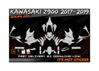 KAWASAKI Z 900 Z900 2017-2019 template vector 1/1 real scale EPS PDF ...