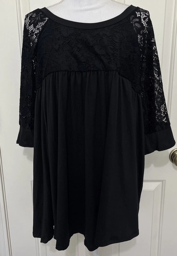 Tunic Top Size 3X Black Lace Floral Sheer Grunge Vampy Goth baby doll ...