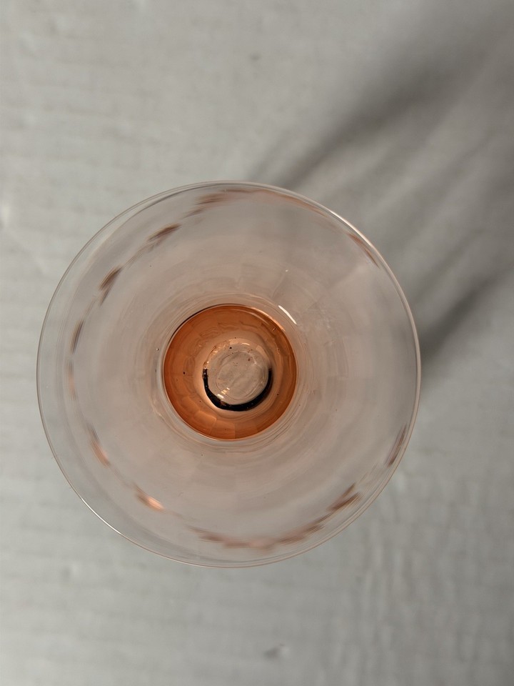 6 Vtg Pink Depression Glass Wheel Etched Cone Footed Art Deco Parfait ...